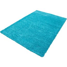Hochflor-Teppich, B:200cm H:30mm L:290cm, blau, Ayyildiz Teppiche, Kunstfaser, Teppiche, "Life Shaggy 1500", Langflor, uni, gro&szlig;e Farbauswahl,