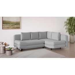 Ecksofa Home Affaire, B:234cm H:85cm T:179cm, grau, 100% Polyester, Wohnzimmer, Sofas, "LENNARA Schlafsofa mit Bettkasten, Ma&szlig;e B/T/H: 234/179/85