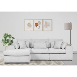 Ecksofa OTTO HOME, B:280cm H:75cm T:162cm, beige, Baumwollmix (60% Baumwolle/40% Leinen);Struktur fein (100% Polyester);Samtoptik (100% Polyester),