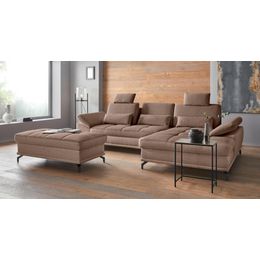 Ecksofa Places of Style, B:301cm H:89cm T:176cm, braun, 100% Polyester;Samtoptik (100% Polyester), Wohnzimmer, Sofas, "Costello L-Form, B: 301 cm mit
