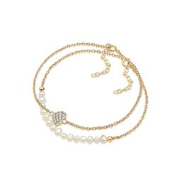 Elli Damen Perlenarmband Set "Herz Layer Kristalle Cute 925 Silber", 19cm, ohne Stein, Silber 925 (Sterlingsilber), wei&szlig;, Silber 925