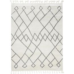 Teppich done., B:80cm H:10mm L:120cm, schwarz-wei&szlig;, Kunstfaser, Wohnzimmer, Teppiche, "SEA", modernes Scandi Design, kariert, Hoch-Tief Effekt, mit