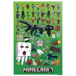 Poster Reinders, B:61cm H:91,5cm T:0,1cm, grün, Kinderzimmer, Bilder, "Minecraft - character montage", Kinderzimmer - Grün - 150 gr. Papier - Games -