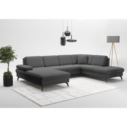 Sit & More Wohnlandschaft SIT & MORE, B:300cm H:83cm T:202cm, grau, 95% Polyester, 5% Polyamid, Sofas, "Morris Jubi U-Form, B: 300 cm", mit Armteilfunktion & 1