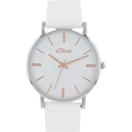s.Oliver Damen Quarzuhr, wei&szlig;, Armbanduhren, Armbanduhr, Damenuhr, analog, Silikonarmband