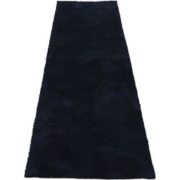 Hochflor-Teppich CarpetFine, B:60cm H:20mm L:180cm, blau, Mikropolyester, Teppiche, "Silky, auch als L&auml;ufer erh&auml;ltlich", Shaggy, Langflor, uni,
