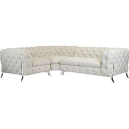 Chesterfield-Sofa Home Affaire, B:264cm H:75cm T:204cm, beige, Struktur (100% Polyester);Samtoptik (100% Polyester), Sofas, "Amaury L-Form", moderne