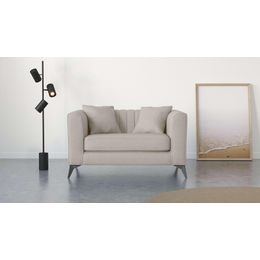 Loveseat Home Affaire, B:130cm H:74cm T:86cm, beige, 100% Polyester, Sessel, "MATTHEW Loungesessel, Maße B/T/H: 130/86/74 cm", incl. Zierkissen,