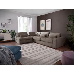 Ecksofa Alina, B:276cm T:226cm, braun, Cord GCT (92% Polyester, 8% Nylon), Wohnzimmer, Sofas, "Sandy", mit losen Sitz und R&uuml;ckenkissen, in modernem