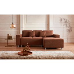 Ecksofa Home Affaire, B:235cm H:88cm T:160cm, braun, Microfaser (100% Polyester);Luxus-Microfaser Lederoptik (100% Polyester);Struktur (100%
