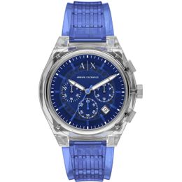 Armani Exchange Herren Chronograph "SYNC", blau, Armbanduhren, Quarzuhr, Armbanduhr, Herrenuhr, Polyurethanband, Datum, Stoppfunktion