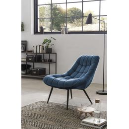 Relaxsessel Salesfever, B:76cm H:85cm T:85,6cm, blau, Wohnzimmer, Sessel, "Toulon - Komfortabler Loungesessel", mit XXL-Steppung, mit schwarzen oder