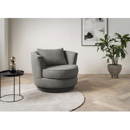 Drehsessel Home Affaire, B:95cm H:77cm T:95cm, grau, Wohnzimmer, Sessel, "MAISIE, Lese-Sessel, Love Seat", trendige Stoffe MEGA CORD und Web-Velours,