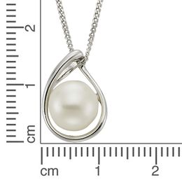 ZEEme Damen Kette mit Anh&auml;nger "Silber 925 rhodiniert 45cm mit einer wei&szlig;en Perle 9-9,5mm", 45cm, Silber 925 (Sterlingsilber), L: 45 B: 12mm, wei&szlig;,
