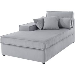 Ottomane OTTO HOME, B:100cm H:75cm T:162cm, silber, Baumwollmix (60% Baumwolle/40% Leinen);Struktur fein (100% Polyester);Samtoptik (100%