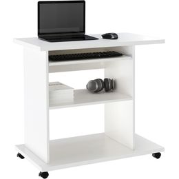 Computertisch Inosign, B:80cm H:75cm T:50cm, weiß, Tische, "LOKVE, Laptoptisch, Schreibtisch", rollbar, Tastaturauszug, Towerfach, Druckerfach, Höhe