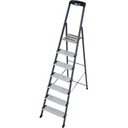 Krause Stehleiter "Securo", B/H/L: 53cm x 14cm x 230cm, grau, Leitern, Alu eloxiert, 1x7 Stufen, Arbeitsh&ouml;he ca. 350 cm