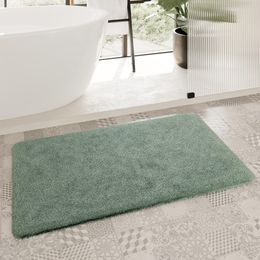 Badematte HOMIE LIVING, H:30mm, gr&uuml;n, Polyester, Badematten, "Porto Azzurro", Badteppich, uni, rechteckig & rund, waschbar, Badezimmerteppich