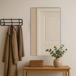 Spiegel Loevschall, B:75cm H:120cm T:1,5cm, schwarz, Spiegelglas, Badezimmer, Spiegel, "Refine Wandspiegel rechteckig &ndash; eleganter Designspiegel mit