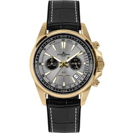 Jacques Lemans Herren Chronograph "Liverpool", schwarz, Armbanduhren, Quarzuhr, Armbanduhr, Herrenuhr, Lederarmband, analog, Tag