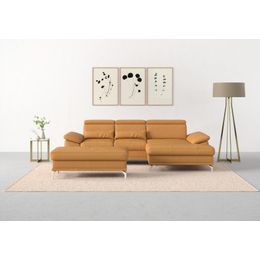 Sit & More Ecksofa SIT & MORE, B:295cm H:87cm T:180cm, gelb, Wohnzimmer, Sofas, "Cabrio L-Form, B: 295 cm, mit Sitztiefen-, Arm- & Kopfteilverstellung", 2