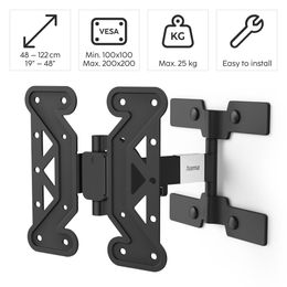 Hama TV-Wandhalterung "TV Halterung, schwenkbar, ausziehbar, 48 - 122 cm (19"-48"), 32", 43"", schwarz, Ger&auml;tehalterungen