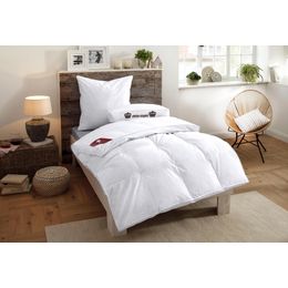 Federbettdecke Ribeco, B:135cm L:200cm, weiß, Bezug: 100% Baumwolle. Füllung: 85% Federn, 15% Daunen, Bettdecken, "Emily", Extra hoher Außensteg für