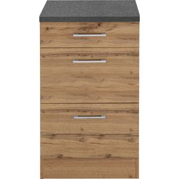 Auszugsunterschrank KOCHSTATION, B:50cm H:85cm T:60cm, braun, Holzwerkstoff, Schr&auml;nke, "KS-Colmar", 50 cm, mit Metallgriff, alles sofort greifbar