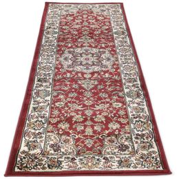 Teppich Theko, B:80cm H:10mm L:250cm, rot, Polypropylen, Wohnzimmer, Teppiche, "Hamadan 359", Kurzflor, Orient-Optik, auch als L&auml;ufer