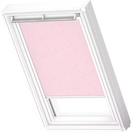 Velux Verdunklungsrollo "DKL 4659SWL, Motiv: Kids Rosa Sterne", S08, stufenlos positionierbar, wei&szlig;, Kinderzimmer, Rollos, wei&szlig;e F&uuml;hrungsschienen &