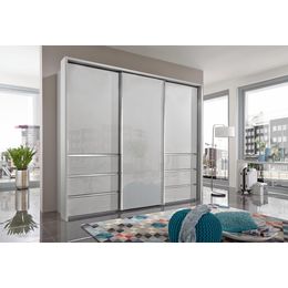 Schwebet&uuml;renschrank Wiemann, B:300cm H:236cm T:67cm, wei&szlig;, Schr&auml;nke, "Malibu, stilvolles Design, Made in Germany", mit Glasfront, in verschiedenen