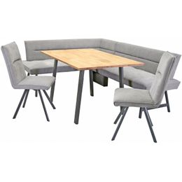 Eckbankgruppe Home Affaire, B:211cm H:84cm T:170cm, grau, 100% rPES, Sitzmöbel-Sets, "Sava", Eckbank mit Wellenfederung im Sitz, Tisch Massiv Eiche