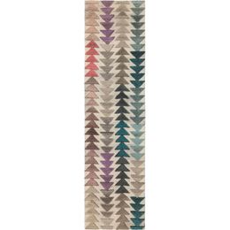 Läufer FLAIR RUGS, B:60cm H:10mm L:230cm, bunt, Wolle, Flur, Teppiche, "Archer 3D Effekt", Wolle, Teppichläufer, Wohnzimmer, Schlafzimmer, Esszimmer