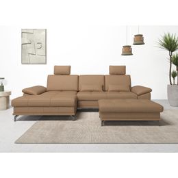Ecksofa Places of Style, B:301cm H:89cm T:176cm, braun, Luxus-Microfaser (90% Polyester, 10% Polyamid);Samtoptik (100% Polyester), Wohnzimmer, Sofas,
