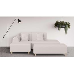 Ecksofa OTTO HOME, B:258cm H:85cm T:168cm, beige, 100% Polyester, Wohnzimmer, Sofas, "Suyala", L-Form mit Hocker