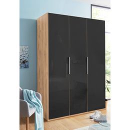 Kleiderschrank wimex, B:150cm H:216cm T:58cm, grau, Schlafzimmer, Schr&auml;nke, "Level by fresh to go", T&uuml;ren vollfl&auml;chig mit farbigem Glas