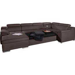 Sit & More Wohnlandschaft SIT & MORE, B:336cm H:93cm T:193cm, braun, Kunstleder SOFTLUX;Struktur ( 100% Polyester), Sofas, "Top Andiamo U-Form", mit