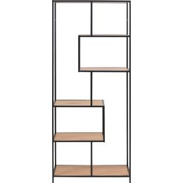 Bücherregal ACTONA GROUP, B:77cm H:185cm T:35cm, schwarz, Metall, Papier, Wohnzimmer, Regale, Metallgestell, modernes Design, 5 Einlegeböden,