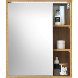 Spiegelschrank, B:60cm H:70cm T:20cm, braun, BASIC BY BALCULINA, FSC-zertifizierter Holzwerkstoff, Badezimmer, Schr&auml;nke, "Este", LED-Spiegelschrank