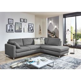 Ecksofa DIE PLANBAR, B:261cm H:82cm T:220cm, grau, 100% Polyester, Wohnzimmer, Sofas, "MP-IN19027 L-Form", wahlweise mit Bettfunktion, mit Kaltschaum