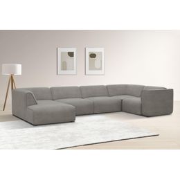 Wohnlandschaft OTTO HOME, B:367cm H:70cm T:206cm, grau, Struktur fein (100% Polyester);Samtoptik (100% Polyester);Samtcord (92% Polyester, 8%