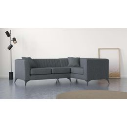 Ecksofa Home Affaire, B:240cm H:74cm T:167cm, grau, 100% Polyester, Wohnzimmer, Sofas, "MATTHEW L-Form ideal für kleine Räume, Maße B/T/H: 240/167/74