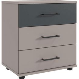 Nachtkommode wimex, B:52cm H:58cm T:38cm, grau, Spanplatte, Sideboards, "Taiga", mit 3 Schubladen, 52cm breit