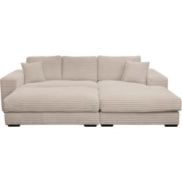 Polstergarnitur WERK2, B:286cm H:84cm T:184cm, grau, 100% Polyester, Sitzmöbel-Sets, "Eden L-Form + Hocker. Mega Couch Breite 286cm, Cord", Design