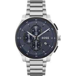 BOSS Kinder Chronograph "PEAK 2.0", silber, Armbanduhren, Quarzuhr, Armbanduhr, Herrenuhr, Edelstahlarmband, analog, Tag