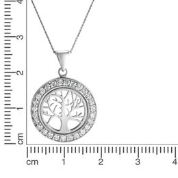 Vivance Damen Kette mit Anh&auml;nger "925-Sterling Silber rhodiniert", 40+5cm, Silber 925 (Sterlingsilber), L: 45 B: 19mm, wei&szlig;, Silber 925