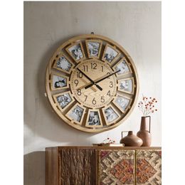 HEINE HOME Wanduhr, B/H/T: 60cm x 60cm x 3,5cm, beige, B:60cm H:60cm T:3,5cm, Wanduhren