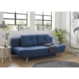 Schlafsofa Home Affaire, B:200cm H:88cm T:99cm, blau, Wohnzimmer, Sofas, "Segmon", einfach in ein bequemes Bett umwandeln, inklusive Bettkasten