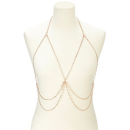 Lascana Damen Lange Kette, rosa, Metall, Halsketten, mit Strass, K&ouml;rperkette, Ketteng&uuml;rtel, Bikinikette, Halskette