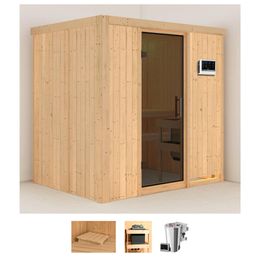 Karibu Sauna "Finja", Bio-Kombiofen, externe Steuerung, 3,6 kW, beige, Saunen, Ofen 3,6 kW Bio-Ofen externe Strg. easy